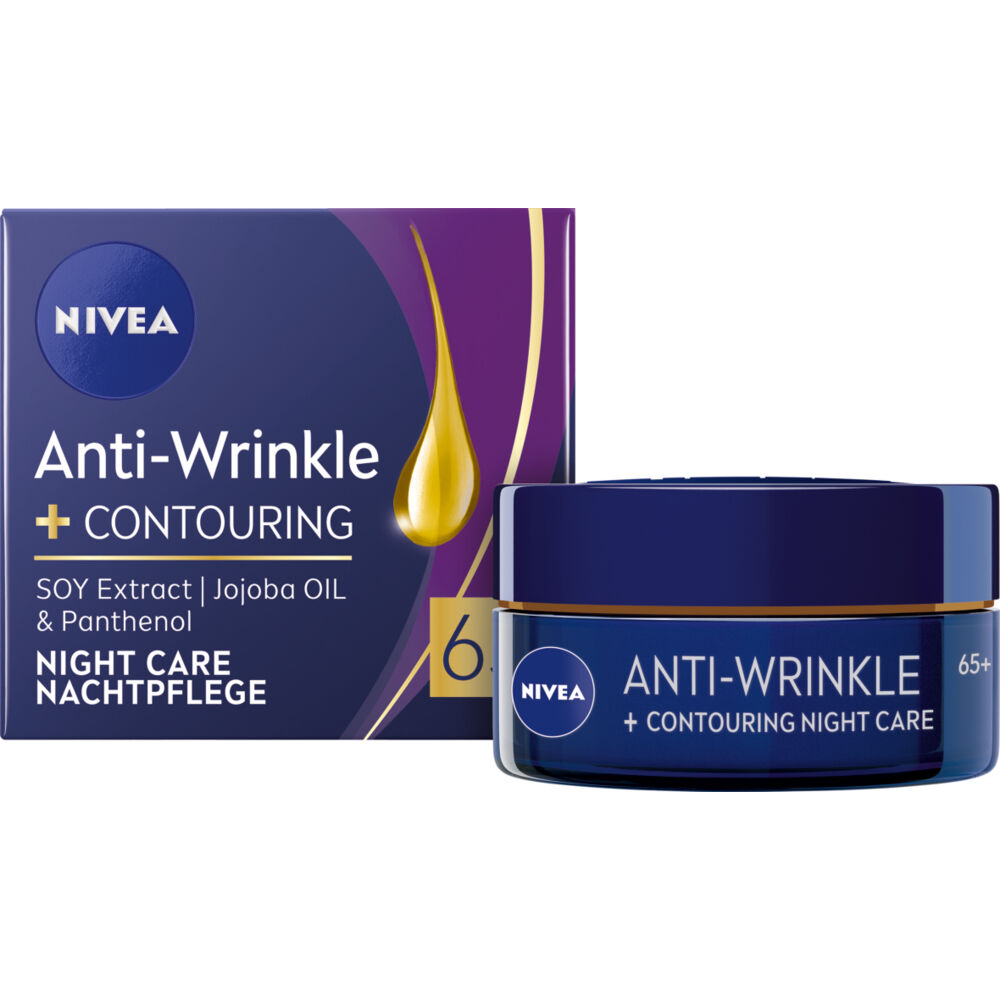 NIVEA AntiWrinkle+ Контуриращ нощен крем против бръчки 65+ Нощен крем ...
